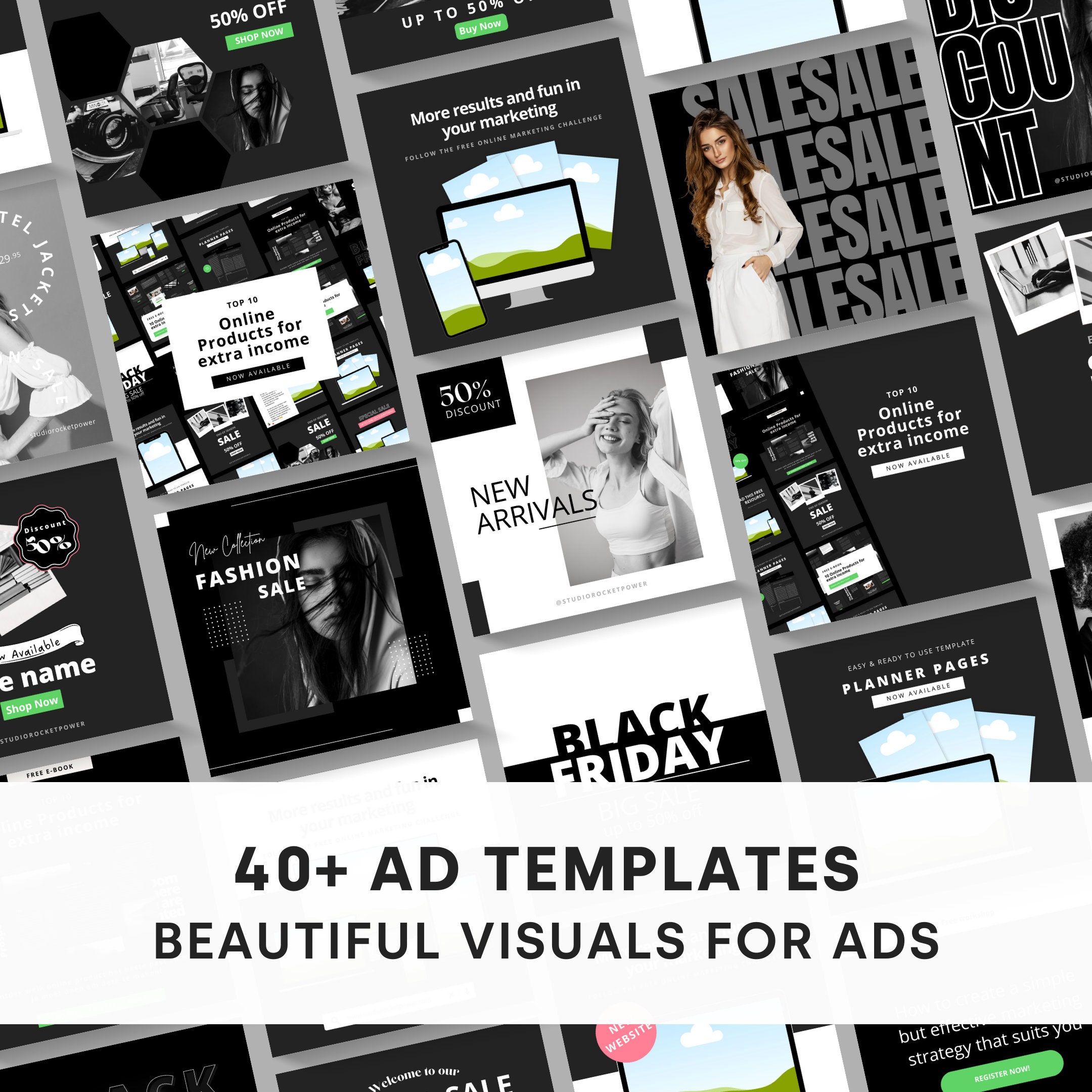Black White Instagram Template Kit | Social Media Templates | Canva ...