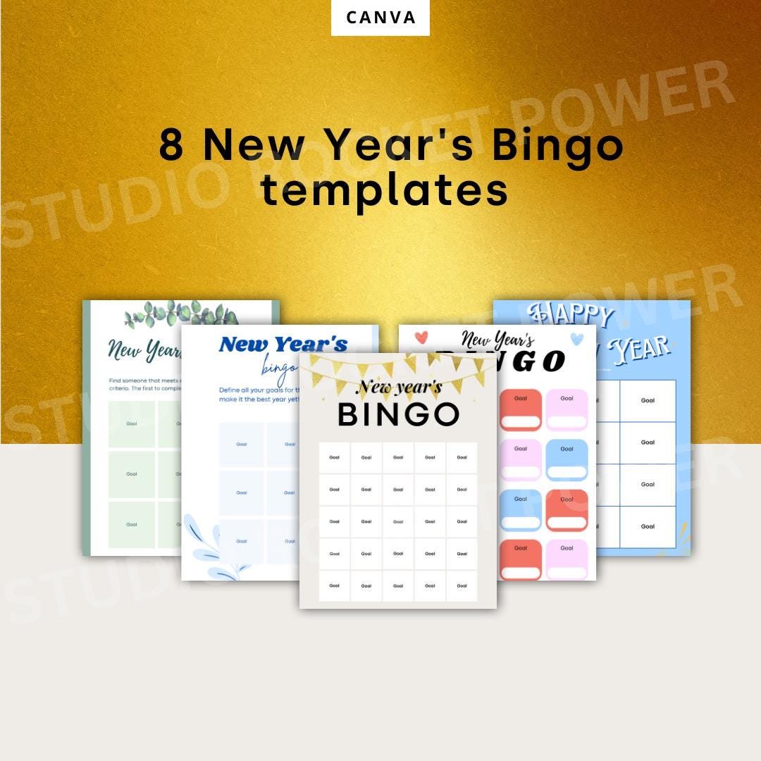 2025 Bingo Card Canva Template, New Years Bingo Vision Board, Printable ...