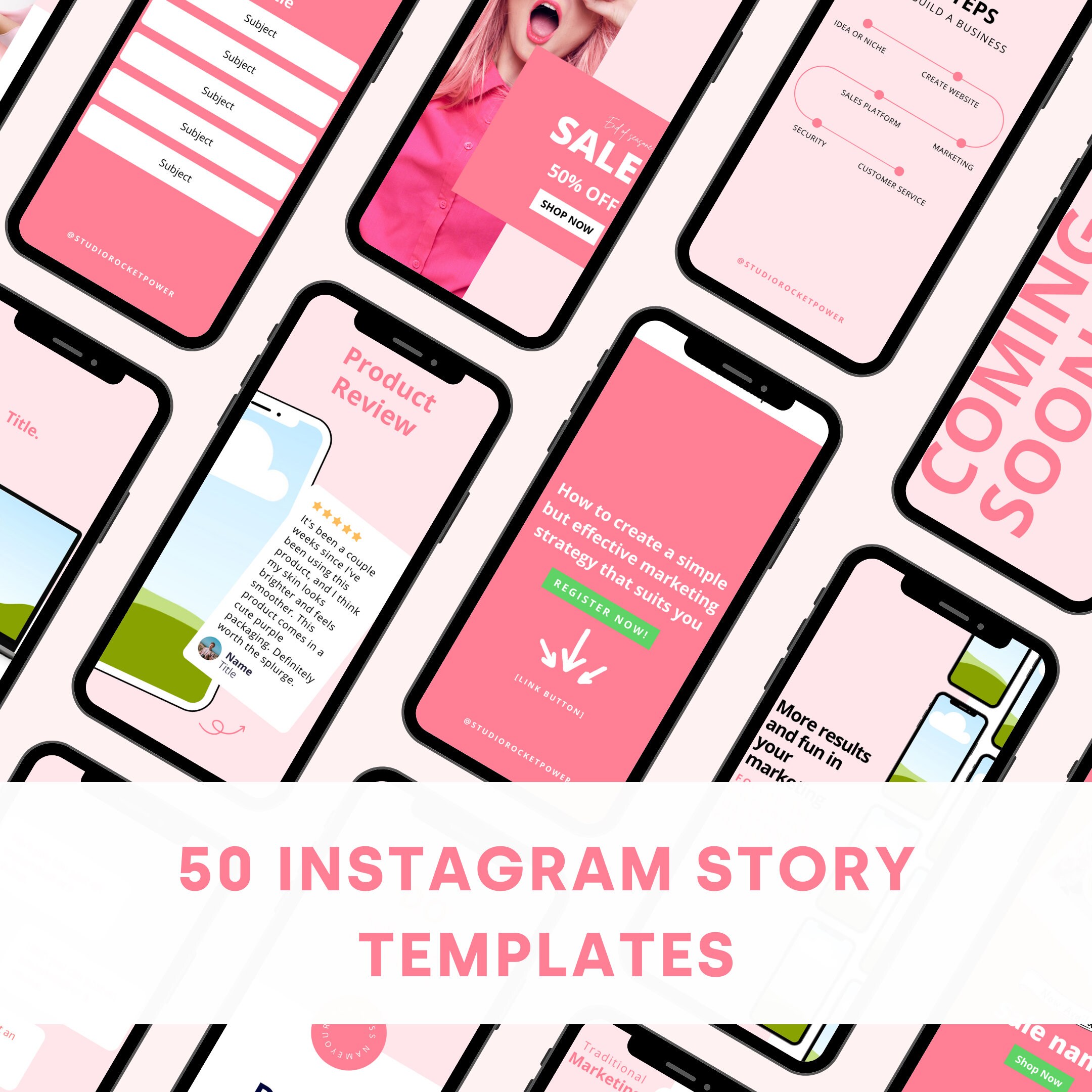 Pink Instagram Template Kit Social Media Templates Canva Templates Mock ...