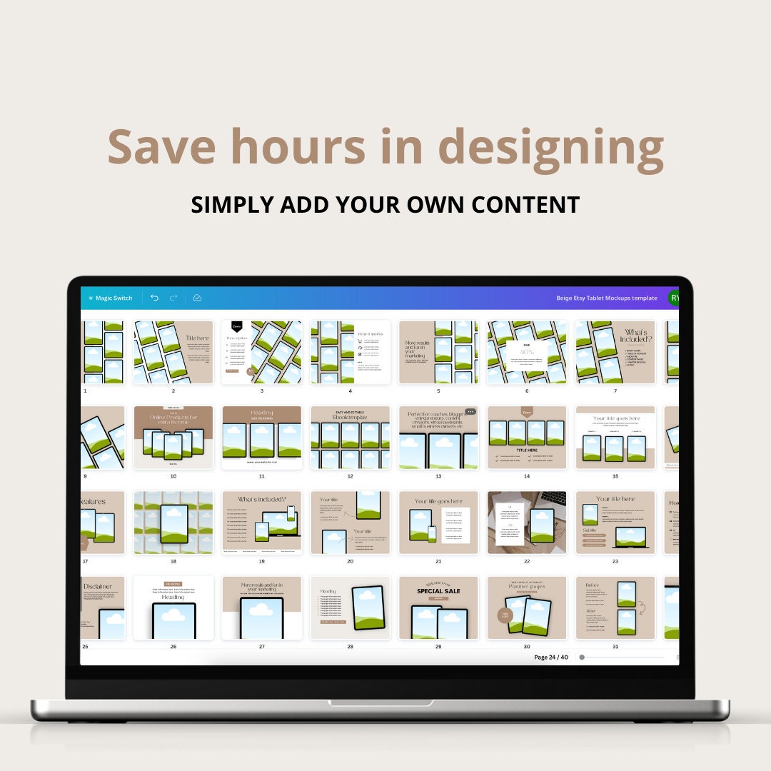 40 Beige Tablet Mock-up Templates | Editable Canva Templates | Etsy ...