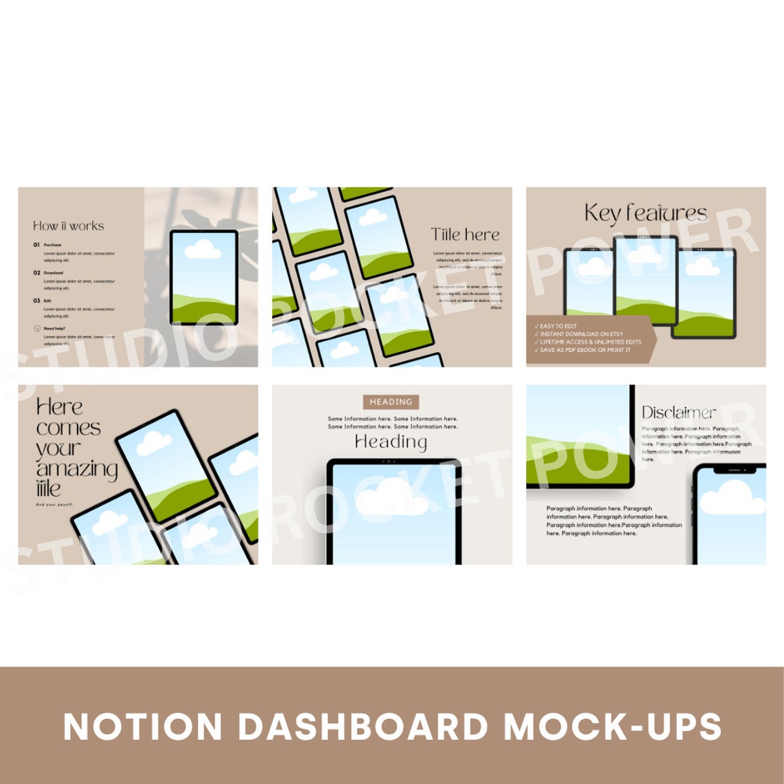 15 Notion Dashboard Mockup Templates | Editable Canva Templates | Etsy ...