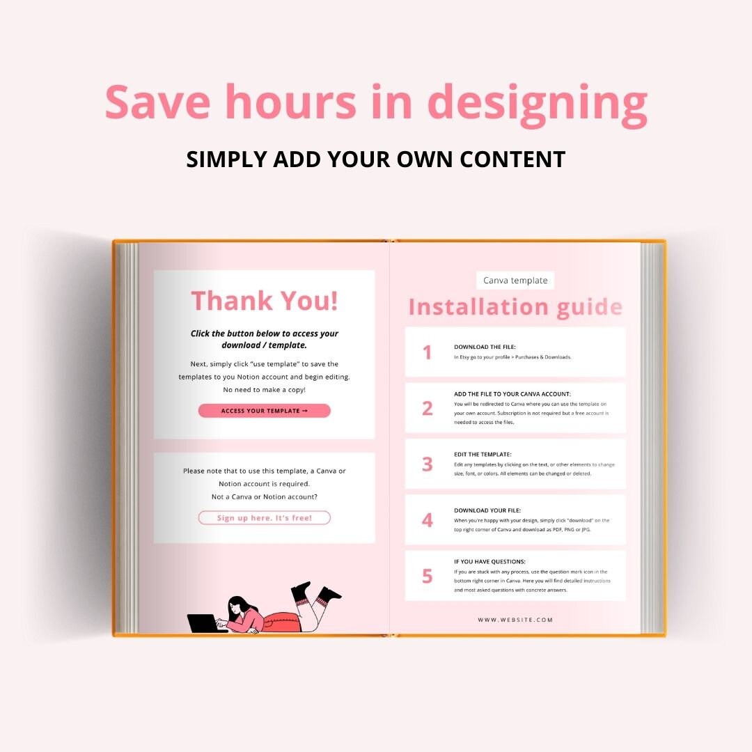 8 Installation Guide Templates | Pink Editable Canva Template ...