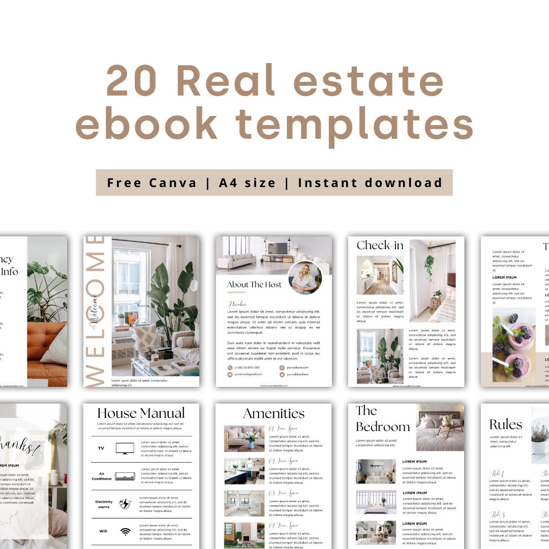 Real Estate Ebook Template, Airbnb Welcome Book Canva Template | Airbnb ...