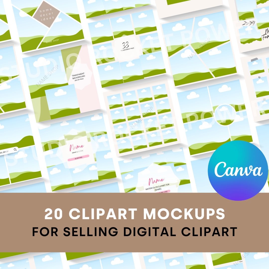 20 Clipart Mockup Templates | Canva Templates to Sell Your Digital ...