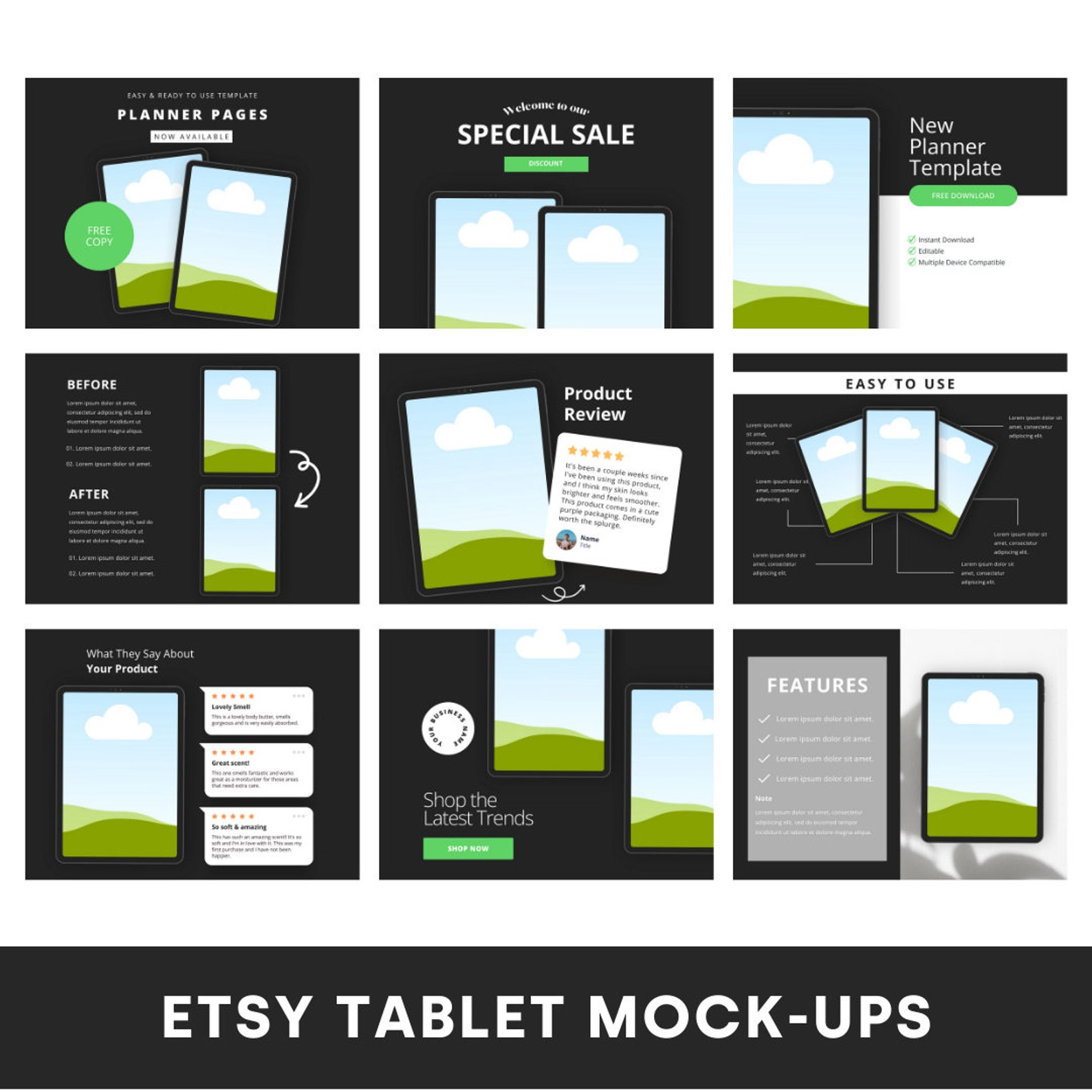 40 Tablet Mockup Templates | Editable Canva Templates | Etsy Listing ...