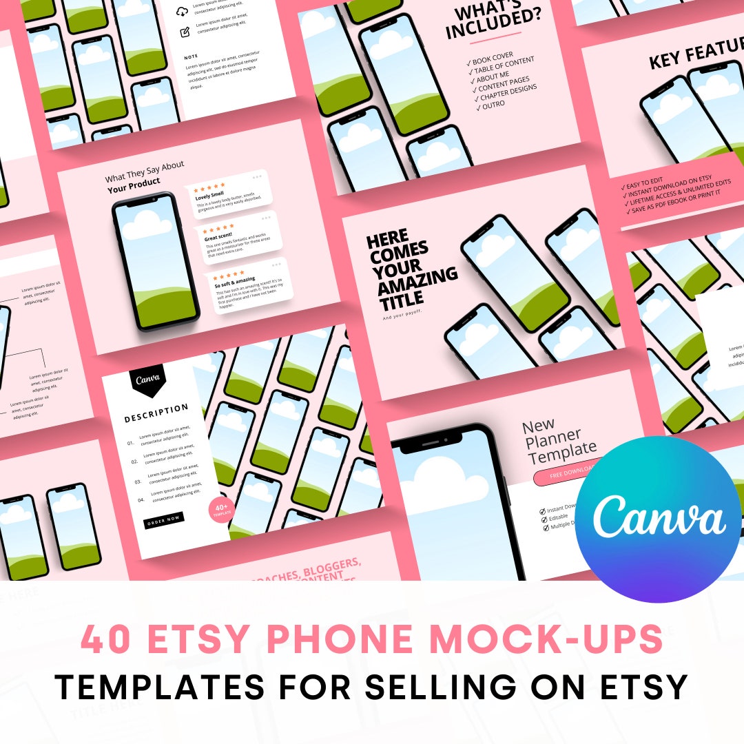 40 Phone Mockup Templates | Editable Canva Templates | Etsy Listing ...