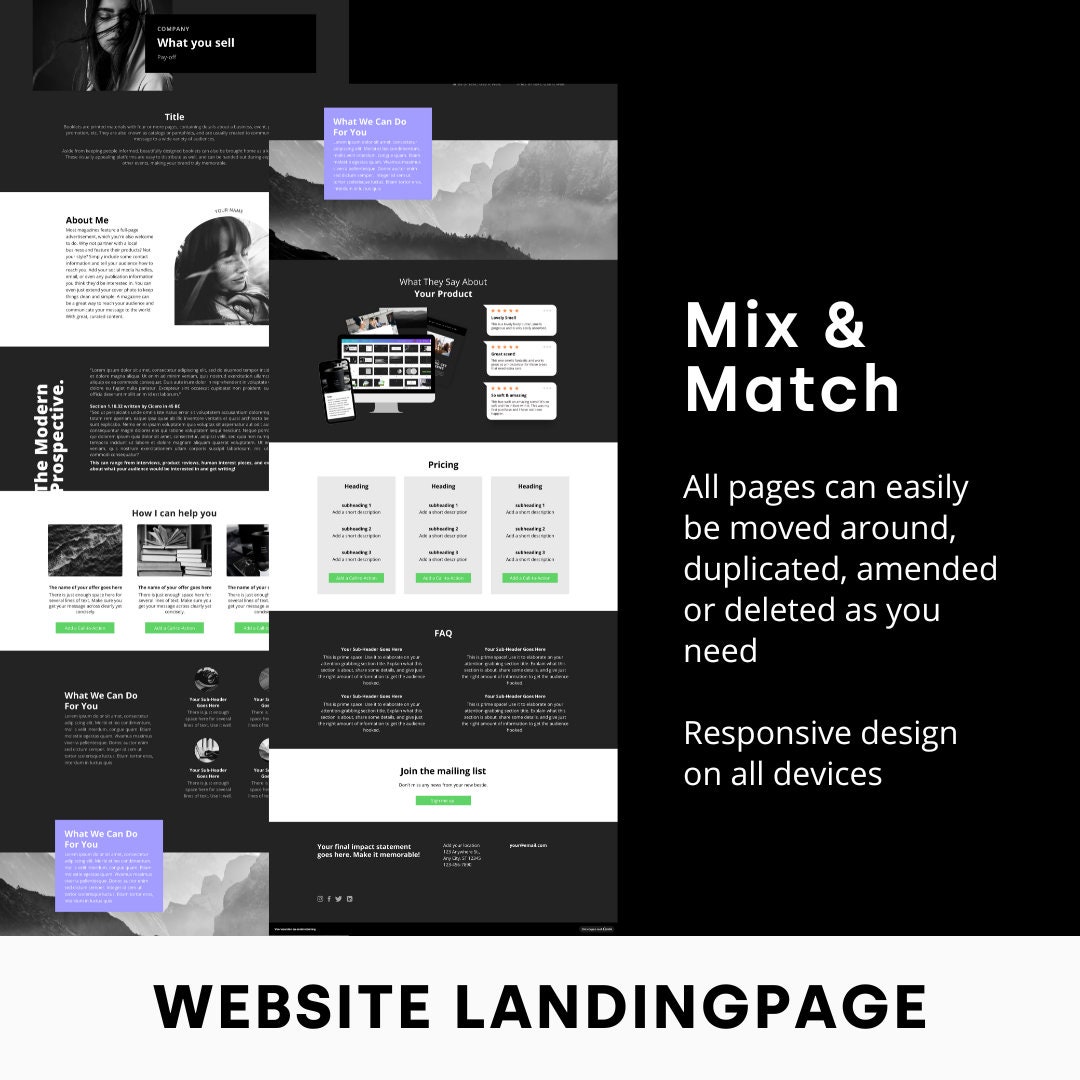 Black & White Branding Kit | Business Logo, Website Template, Social ...