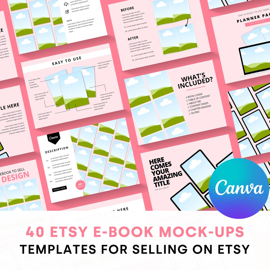 40 Ebook Mock-up Templates Editable Canva Templates Etsy Listing Mockup ...