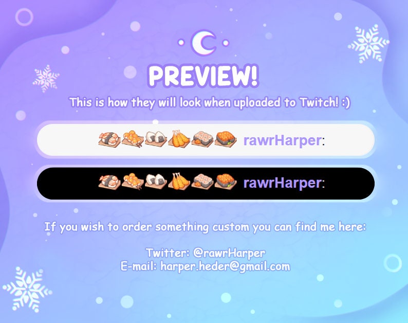 CUTE SUSHI Twitch Sub & Bit Badges | Streamer Emotes | Twitch Graphics ...