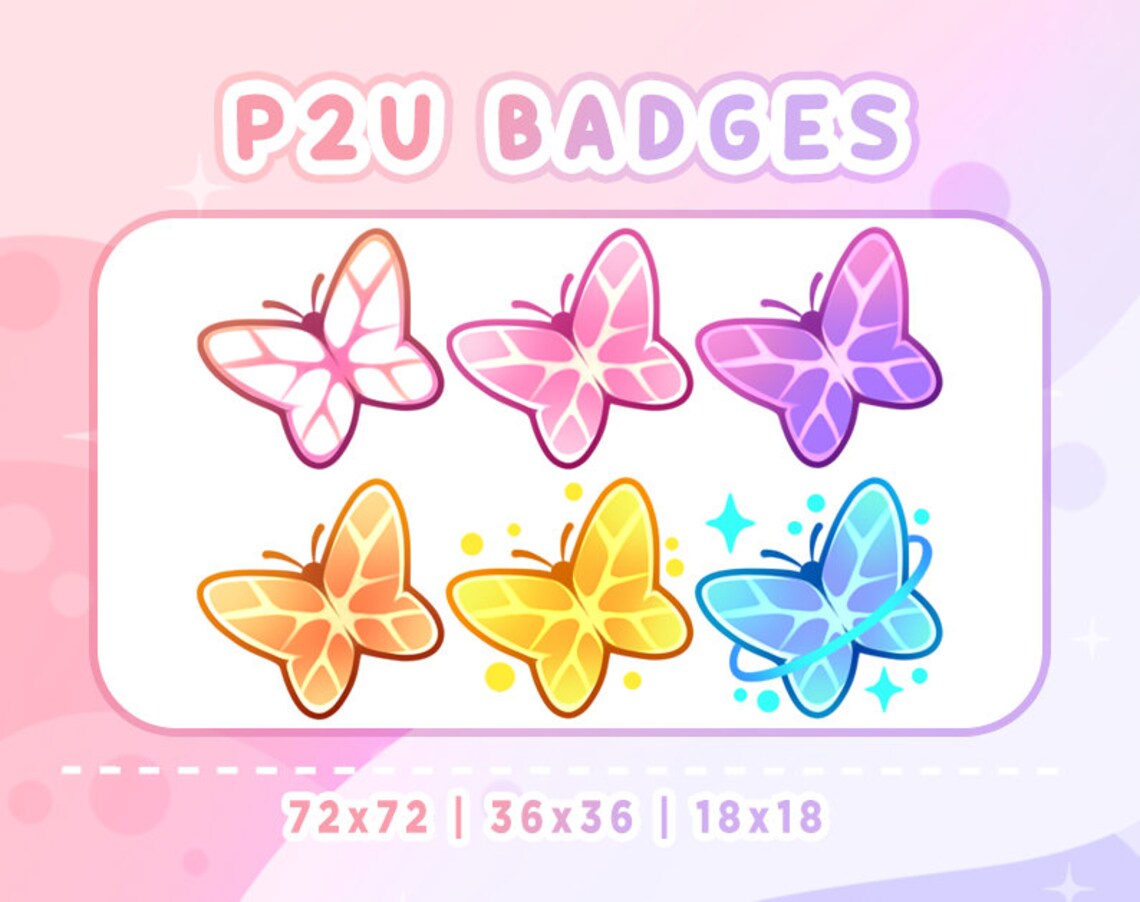 BUTTERFLY Sub & Bit Badges Cute Twitch Graphics Youtube - Etsy