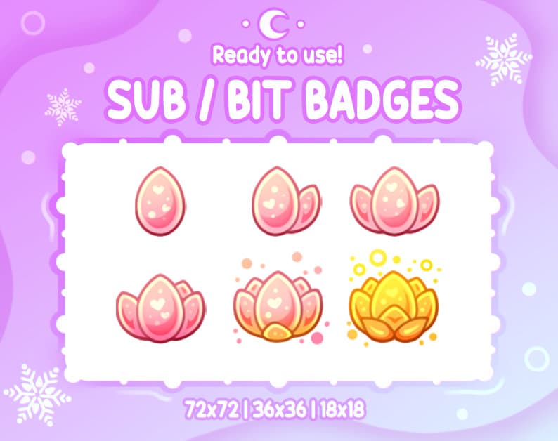 CUTE LOTUS FLOWER Sub & Bit Badges | Twitch Graphics for Streamers - Etsy