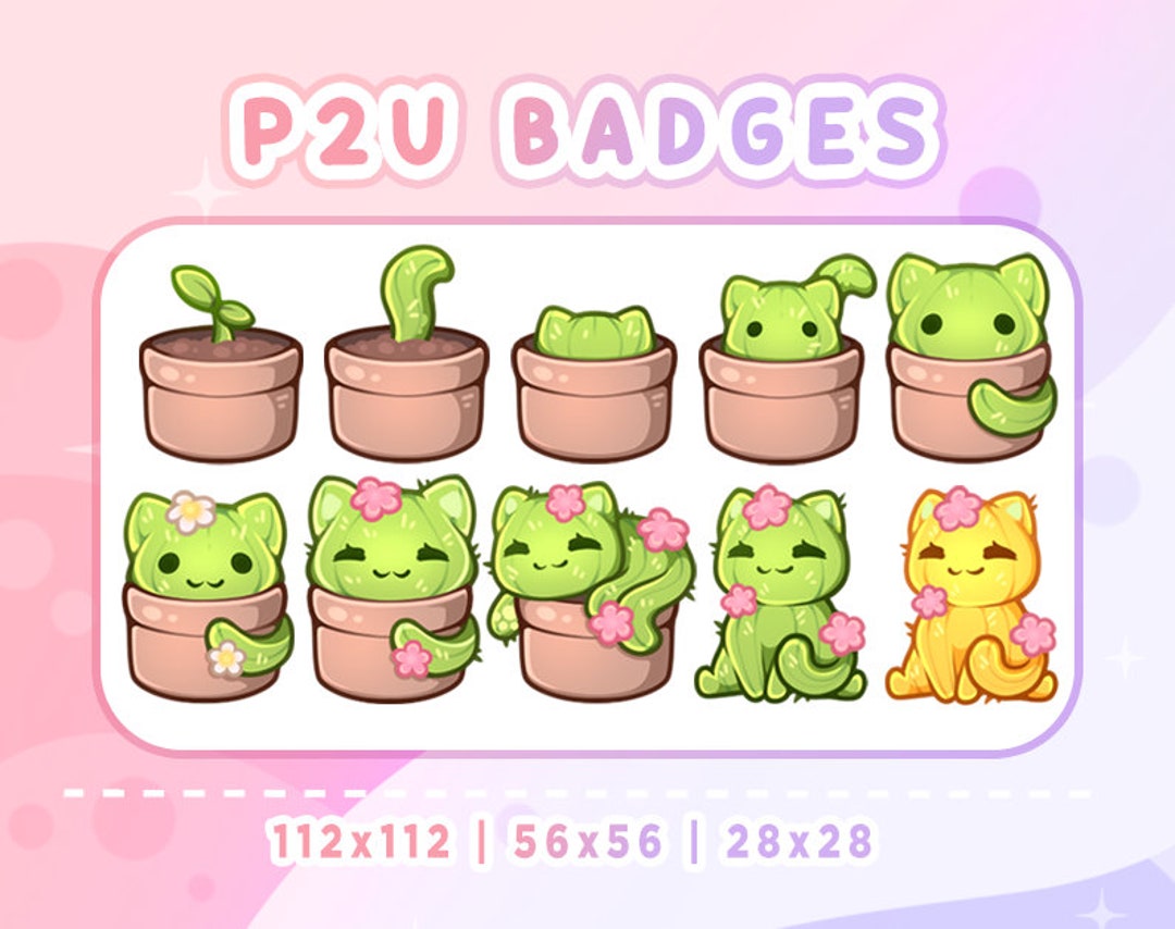 Cactus Cat Twitch Badges | Stream Sub & Bit Badges | Cat Bit Badges ...