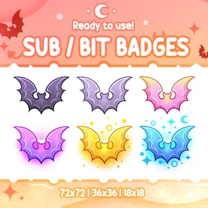 CUTE BAT HALLOWEEN Sub & Bit Badges | Twitch Graphics for Streamers ...