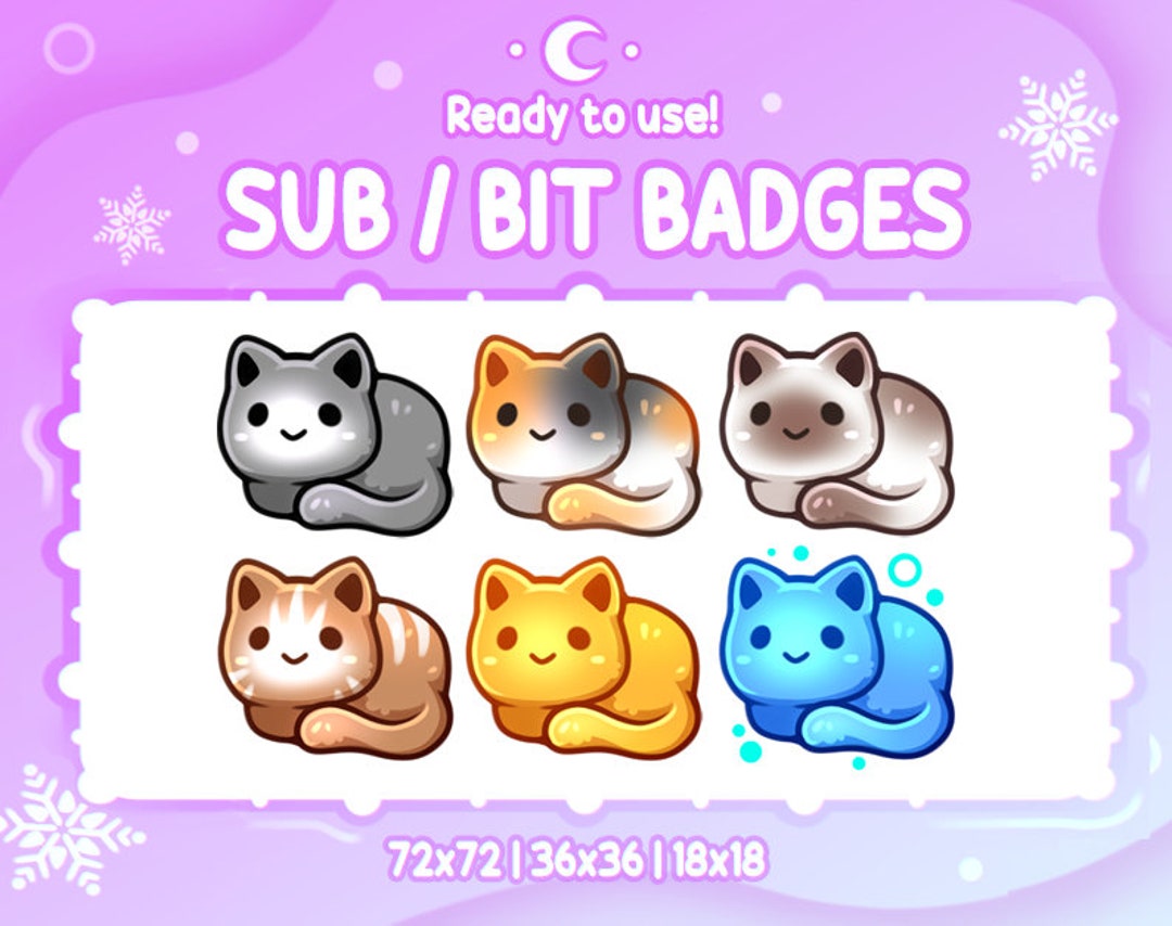CUTE CAT Twitch Sub & Bit Badges | Streamer Emotes | Twitch Graphics ...