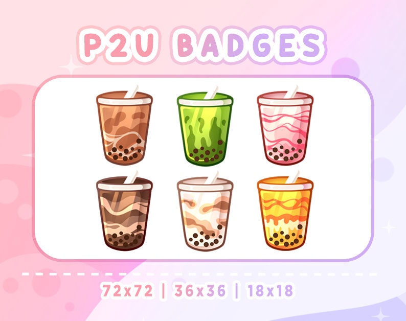 BOBA BUBBLE TEA Sub & Bit Badges Pack Twitch Graphics Cute - Etsy