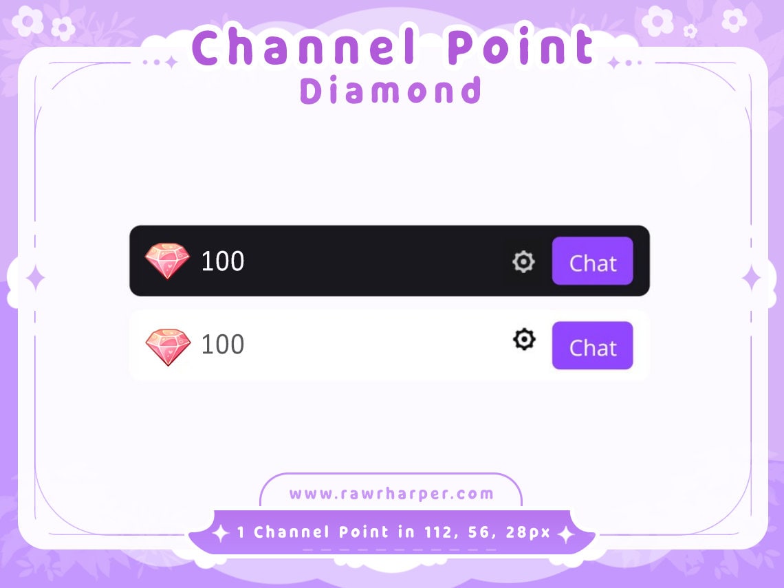 Diamond pink Channel Points for Twitch Twitch Channel Point Icon Twitch ...