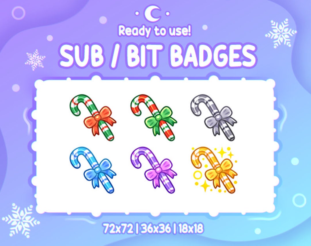 CANDY CANE Christmas Sub & Bit Badges | Twitch Graphics for Streamers ...
