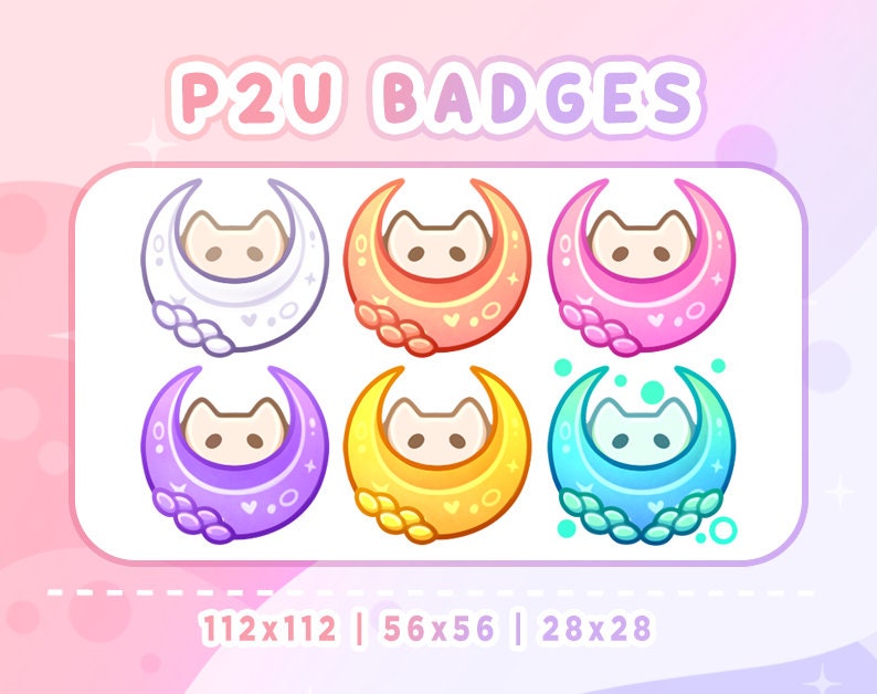 CUTE CAT MOON Sub & Bit Badges | Twitch Graphics | Youtube | Discord - Etsy