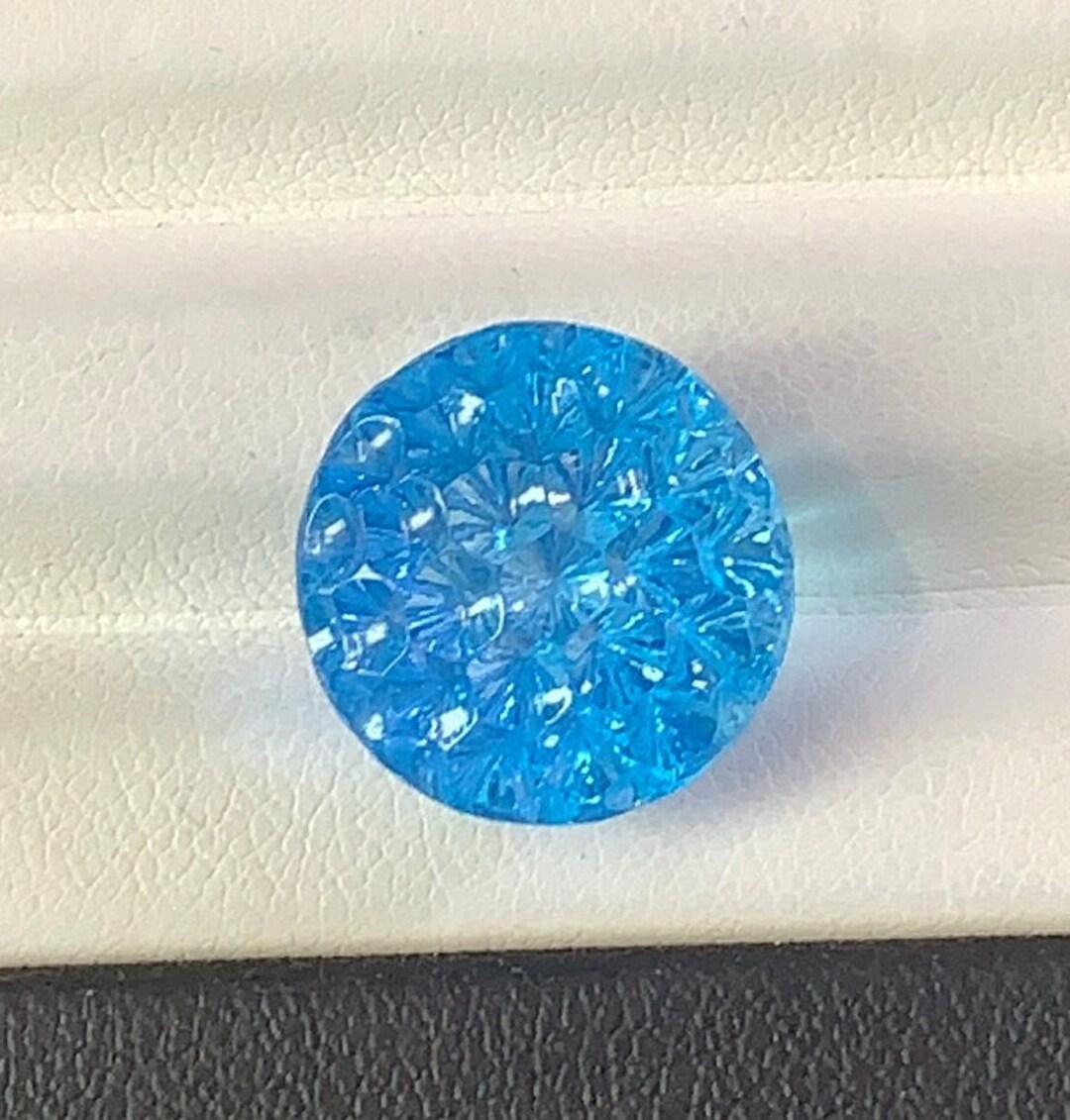 Blue Topaz Carved Stone Round Shape Grade Quality Football Carving ...