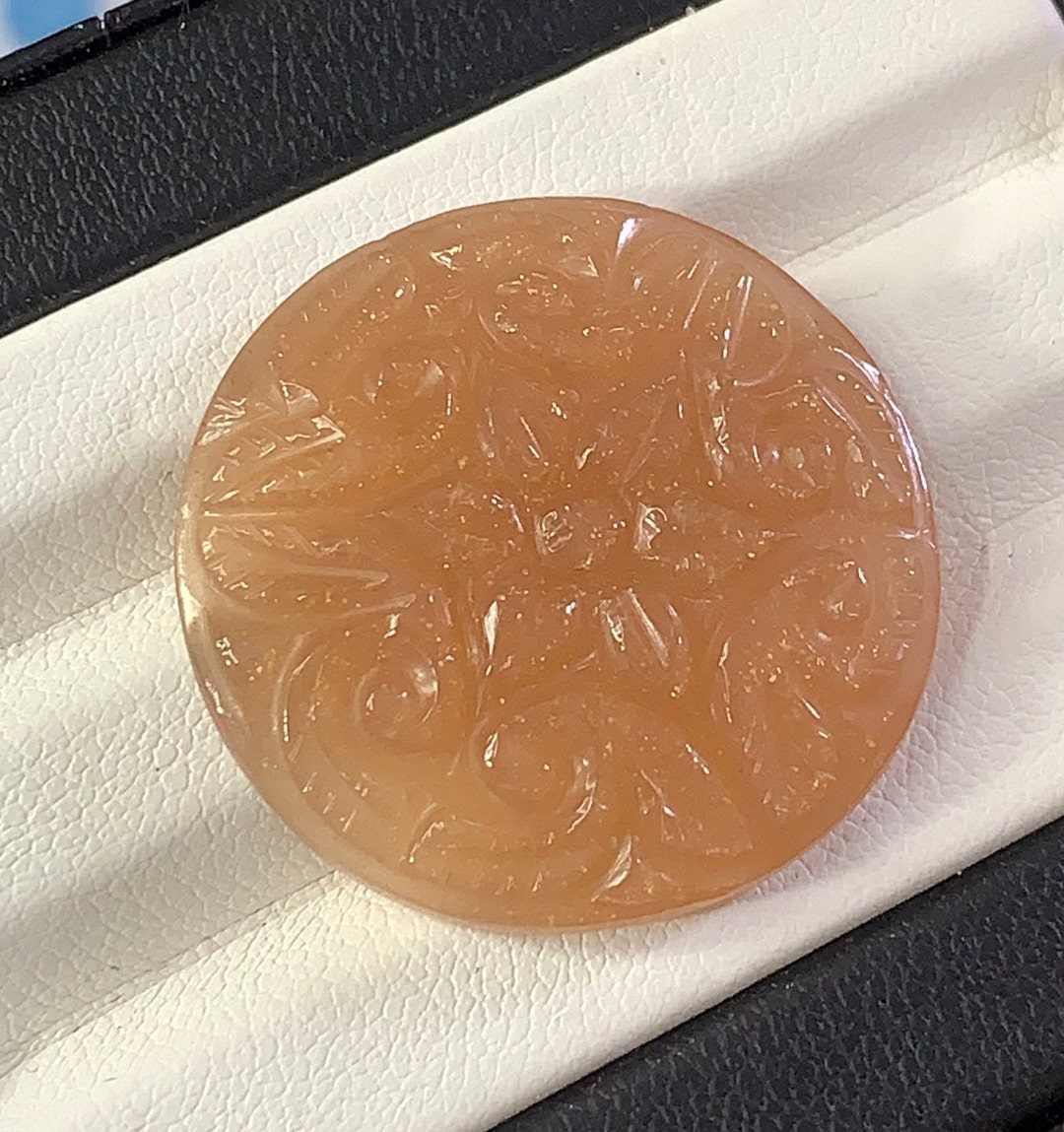 Peach Moonstone Carved Stone Round Shape Grade Quality Carving Gemstone ...