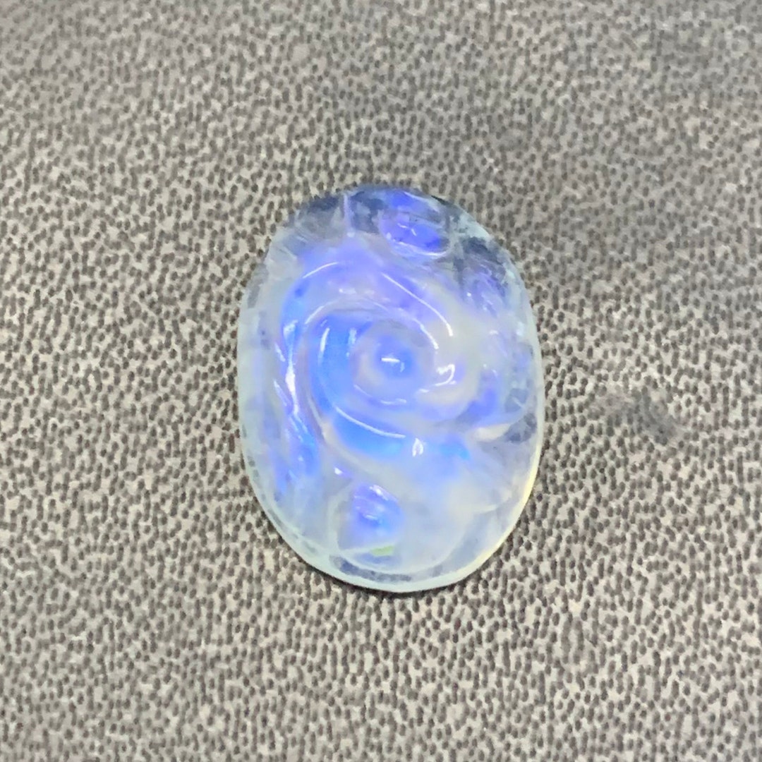13.5x10 MM Moonstone Carved Oval Shape Grade Quality Blue Flash ...