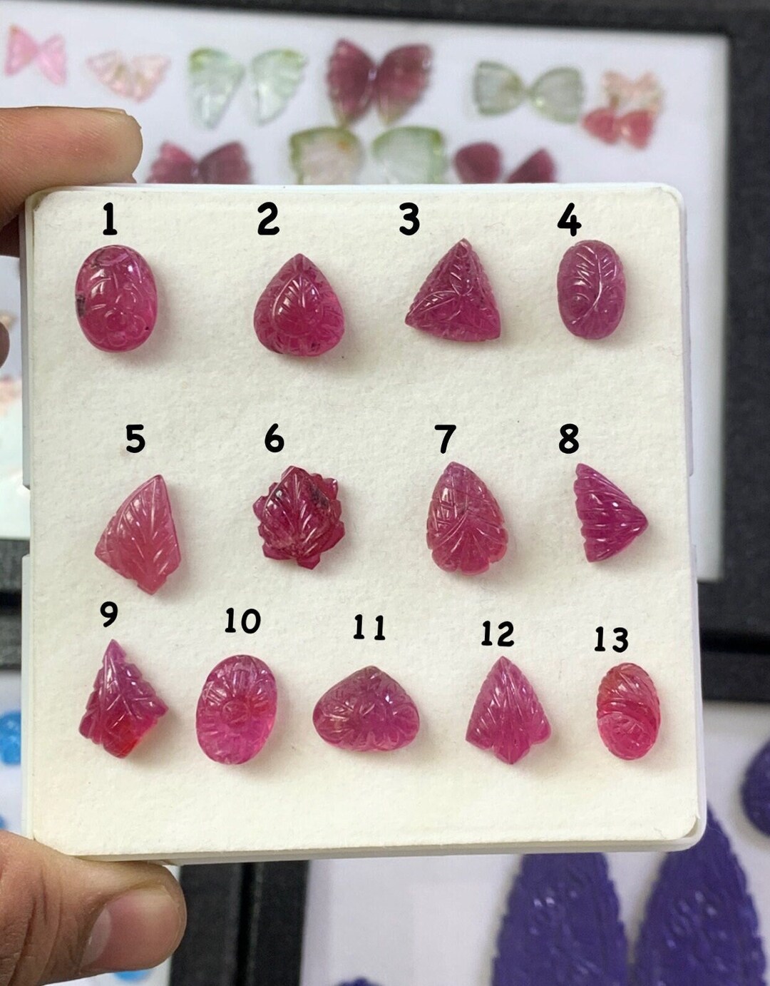 Ruby Glass Field Carved Stone Grade Quality Carving Gemstone Best for ...
