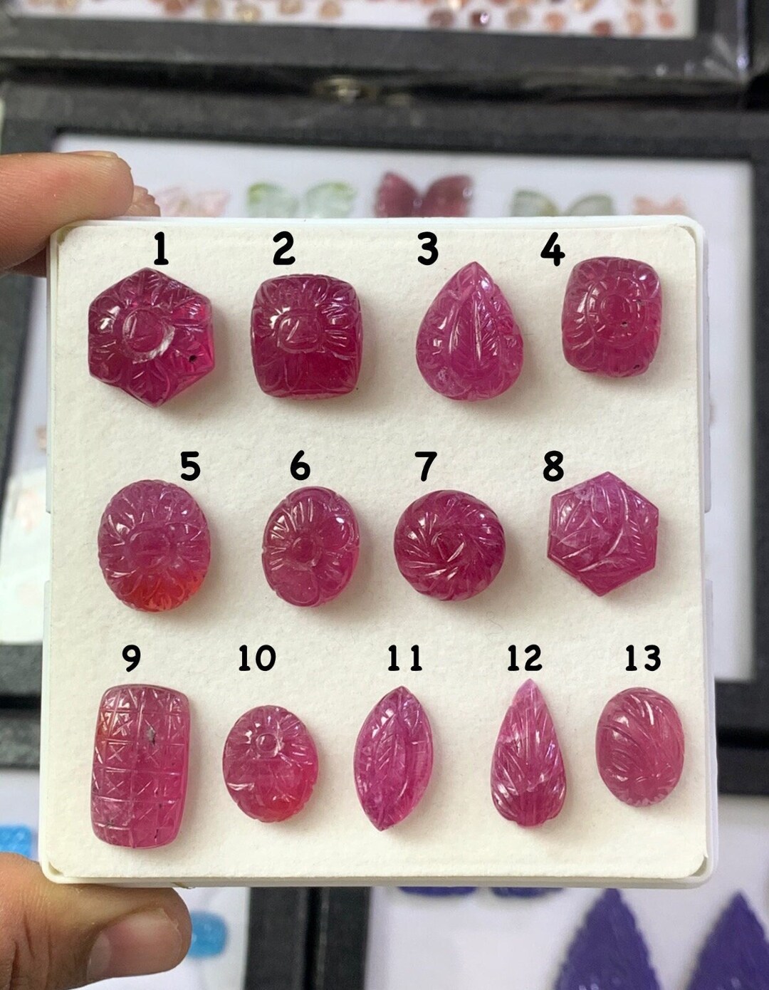 Ruby Glass Field Carved Stone Grade Quality Carving Gemstone Best for ...