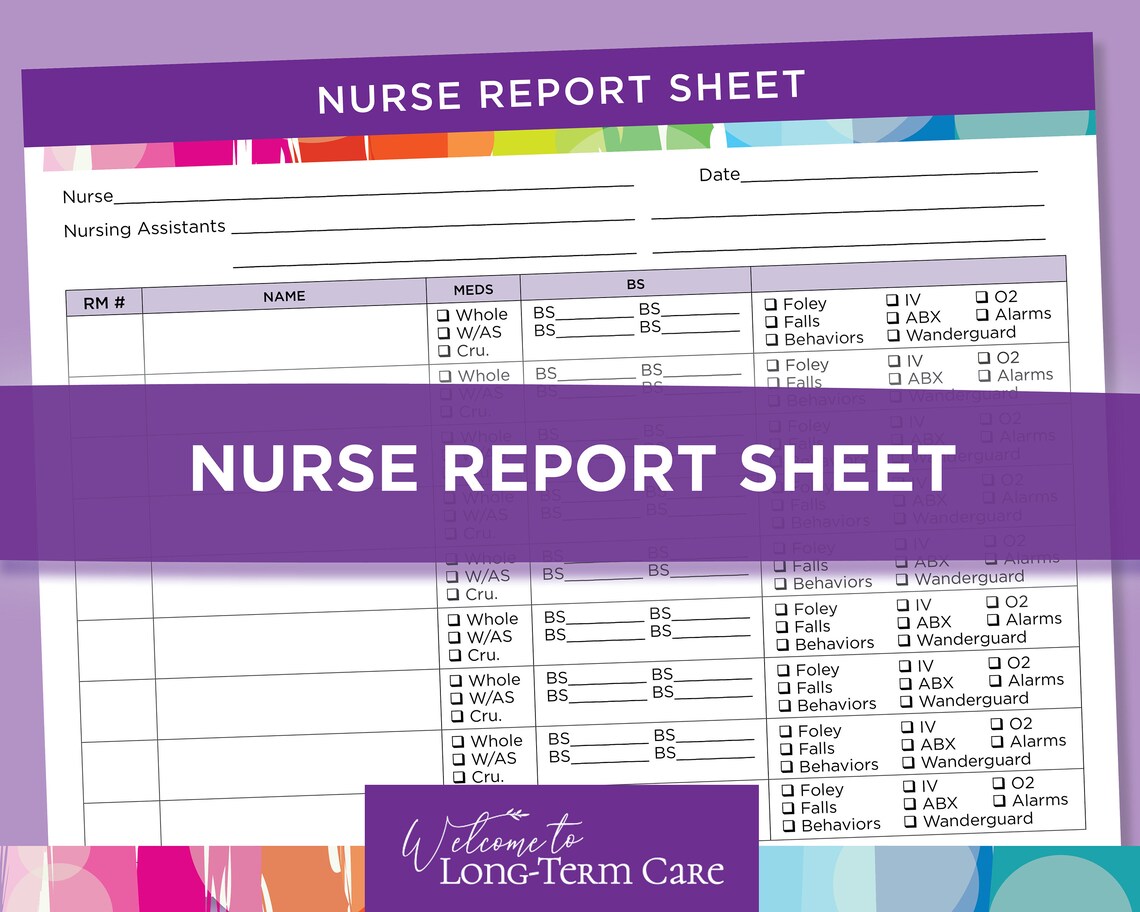 Charge Nurse Report Sheet - Etsy