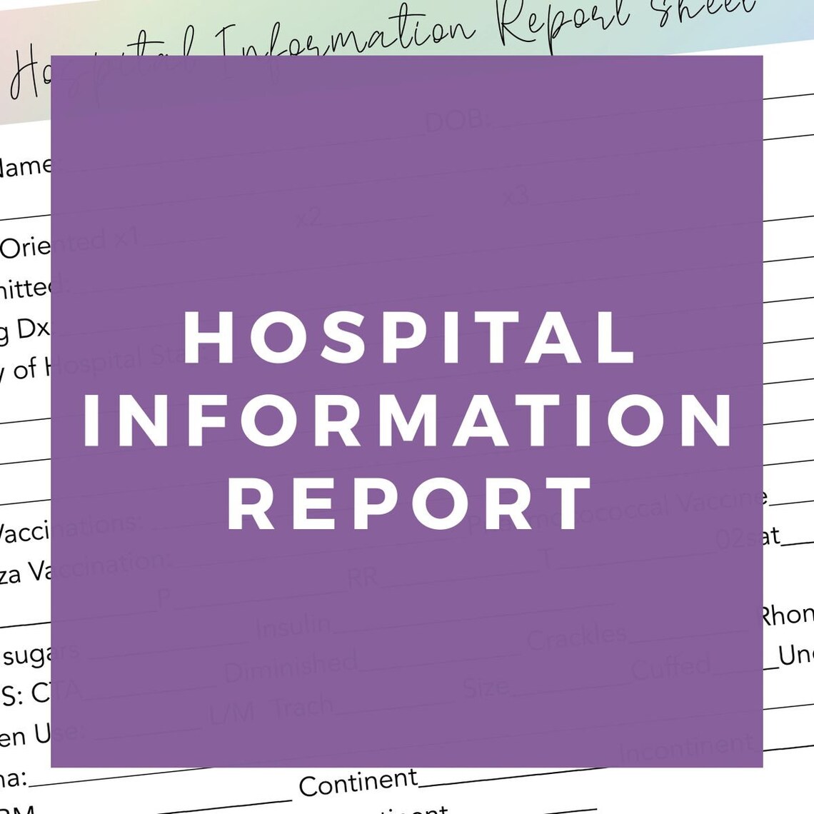 Hospital Report Form | Etsy