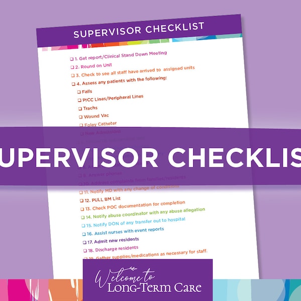 Supervisor Checklist - Etsy