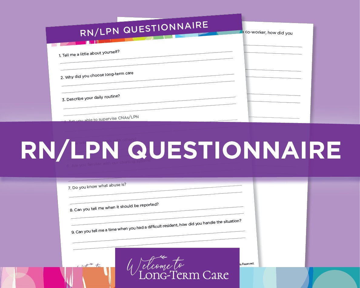 RN/LPN Interview Questionnaire - Etsy