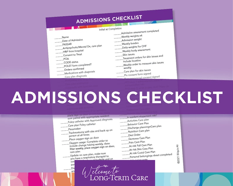 Admission Check List - Etsy