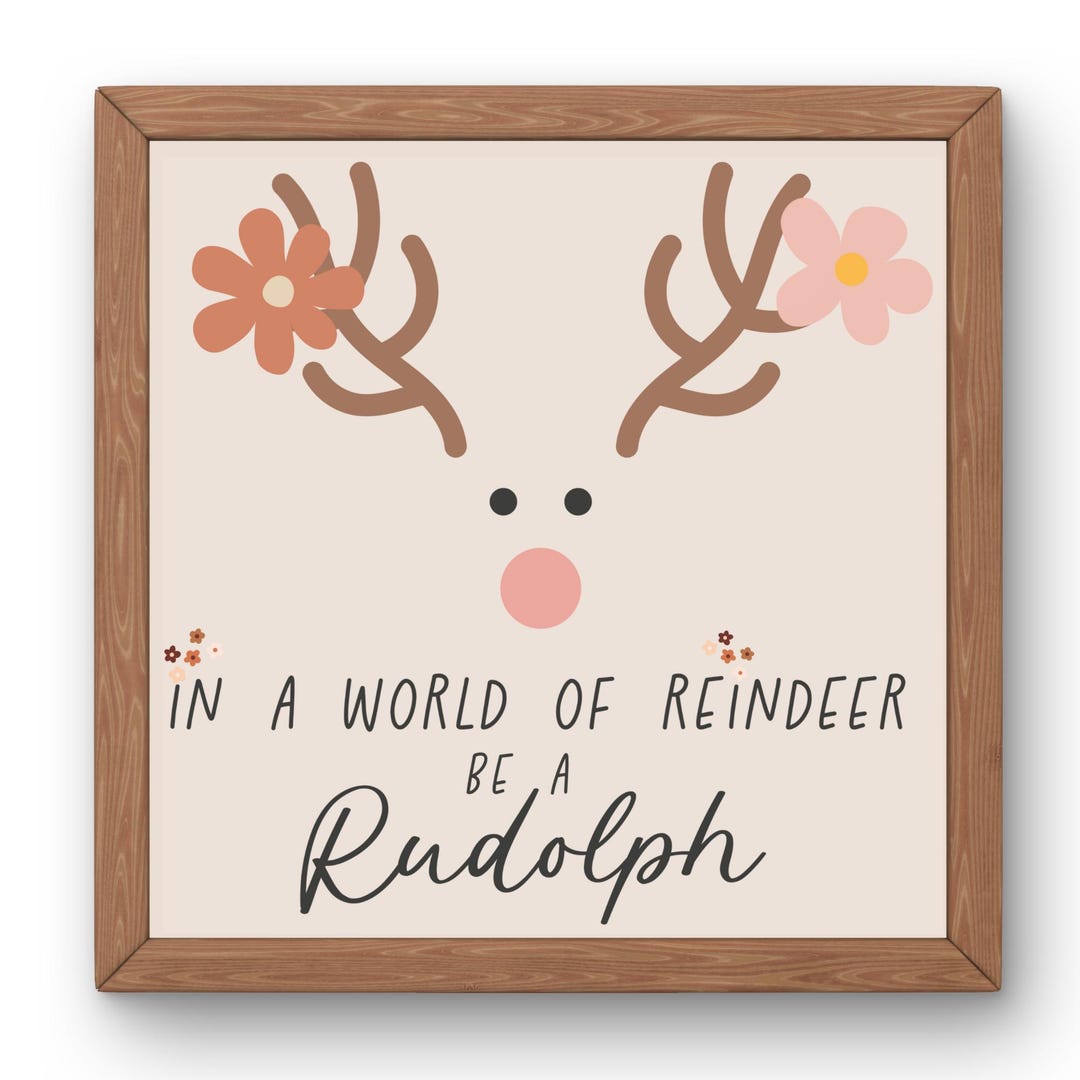 Rudolph Christmas Reindeer Print: Whimsical Holiday Wall Art (digital ...