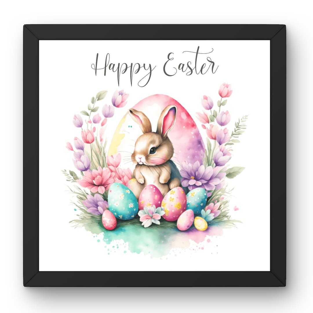 Happy Easter, Rabbit Poster, Easter Bunny Wall Art, Digital Download ...