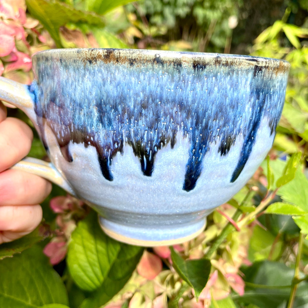 550 ml Jumbotasse getöpfert sehr groß Teetasse MehrMeer groß blau grün ...