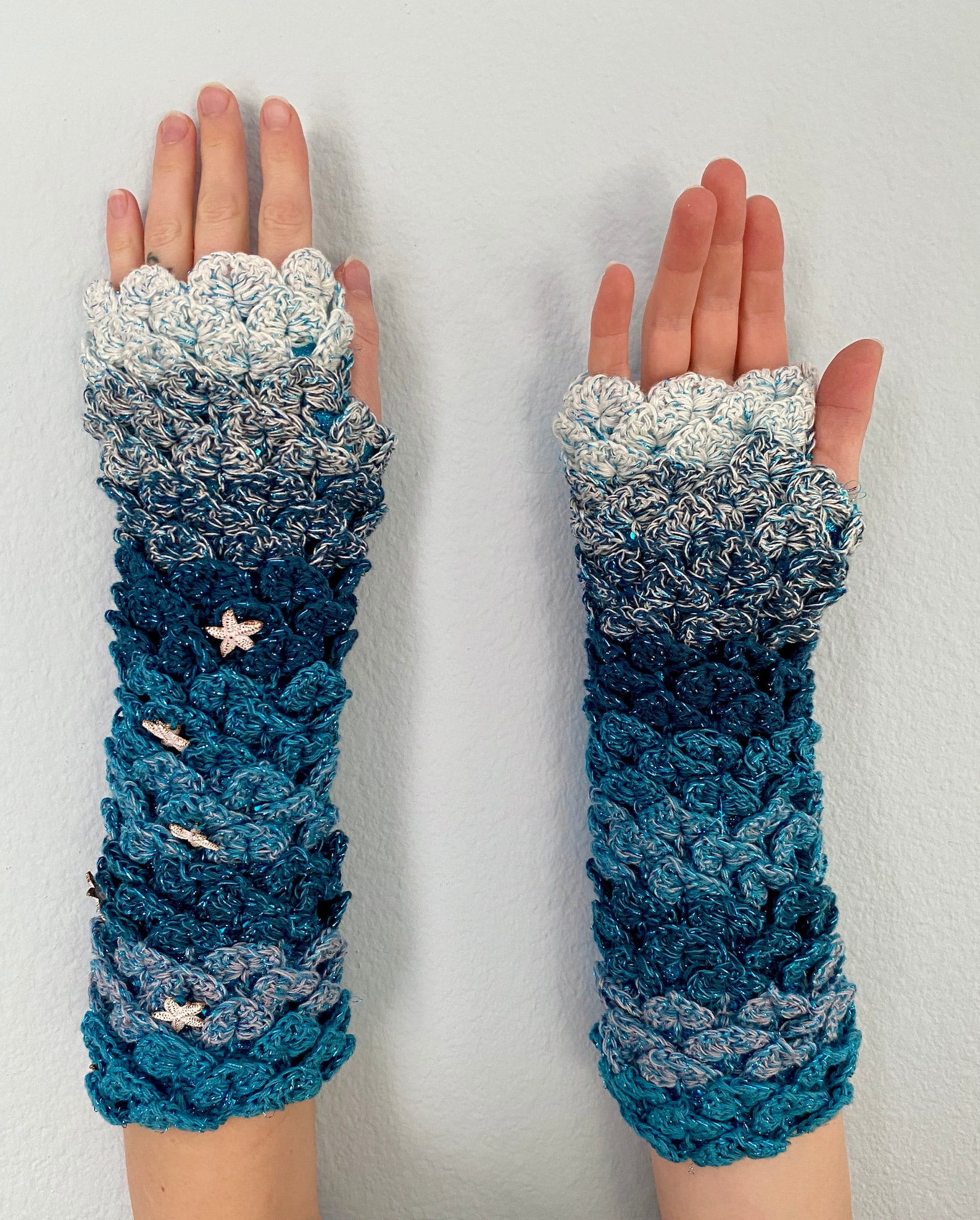 Ombre Fingerless Crocheted Mermaid Gloves - Etsy