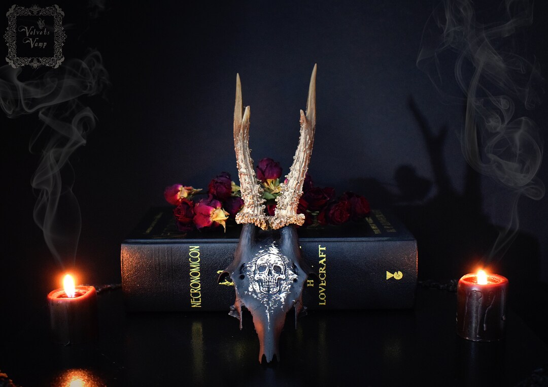 Genuine Carved Deer Skull - Human Skull - Handpainted - Curiosities ...