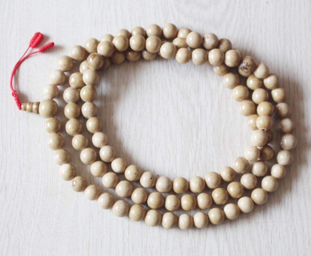 Conch Shell Mala / 9 Mm Antique Round 108 Bead / Tibetan Prayer Mala ...