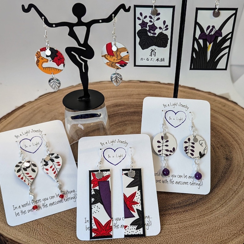 Japanese Hanafuda Earrings - Etsy