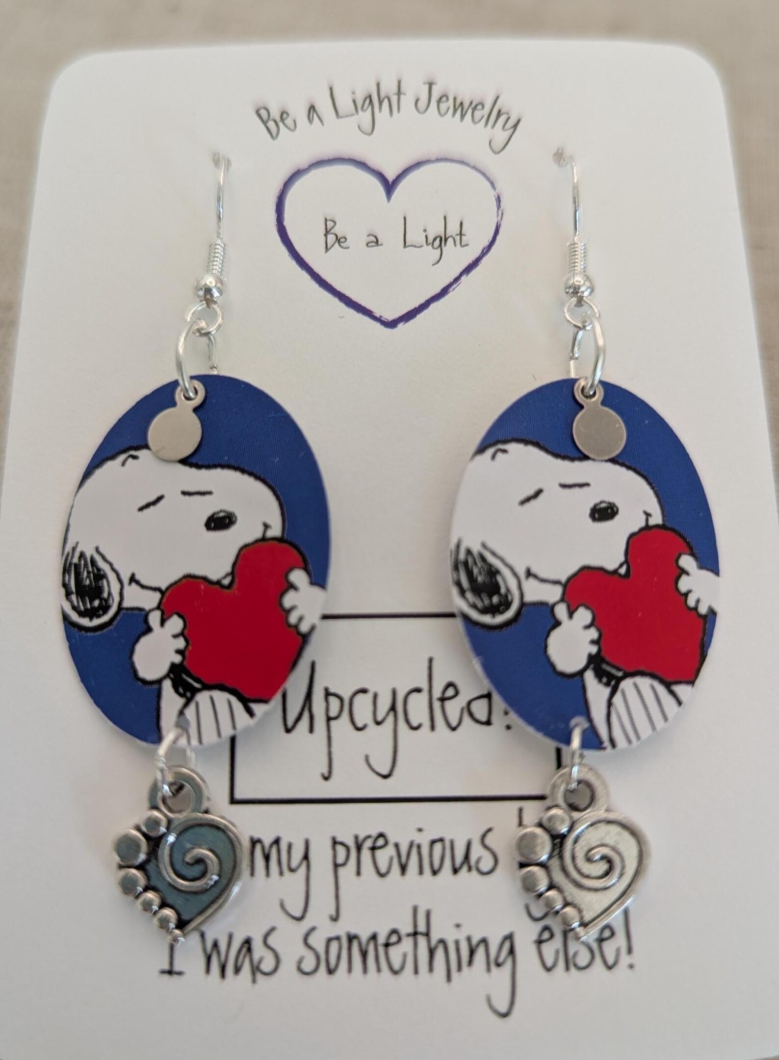 Snoopy Earrings: Upcycled Peanuts Character Jewelry, Sterling Silver - Etsy
