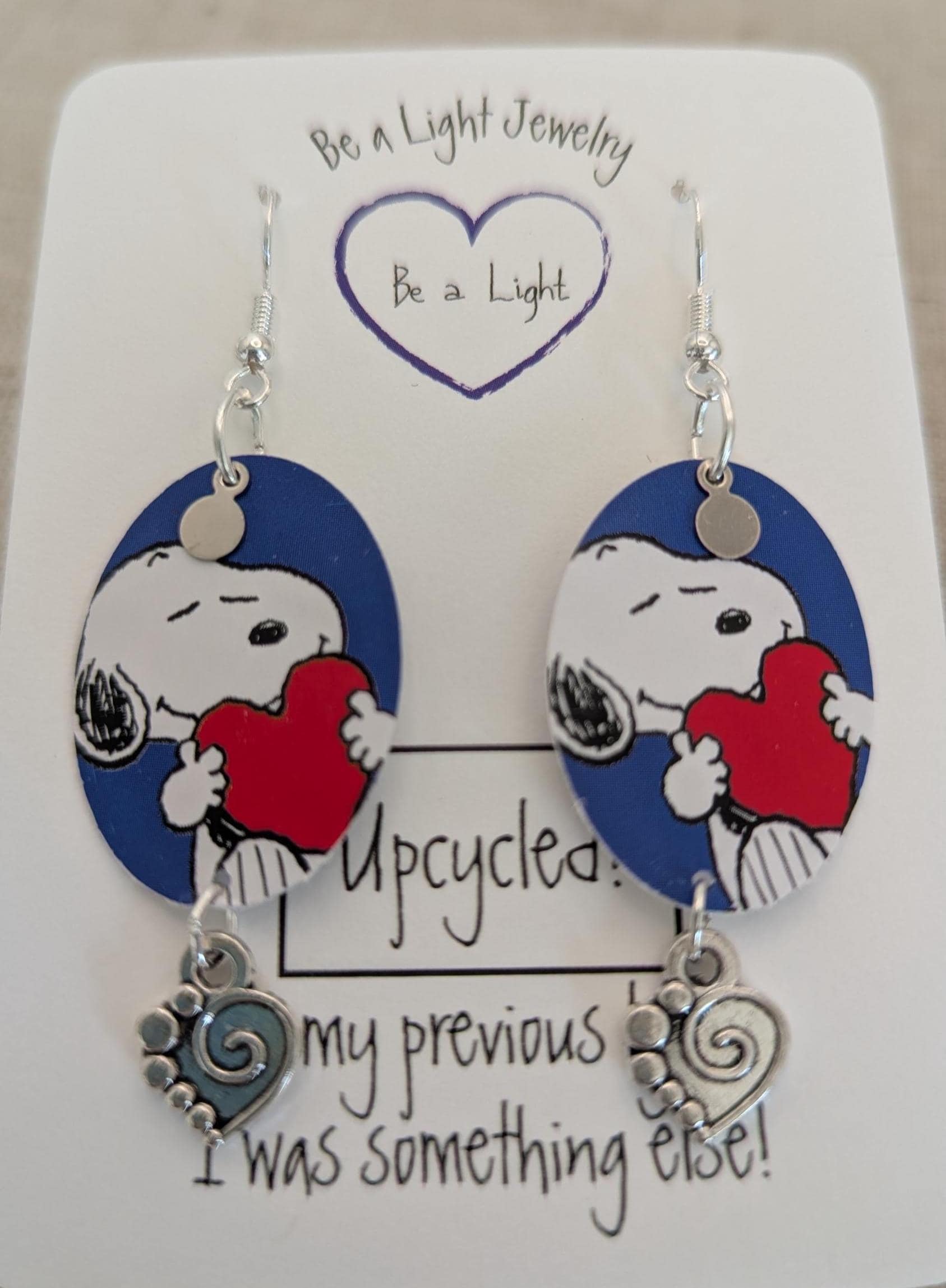 Snoopy Earrings: Upcycled Peanuts Character Jewelry, Sterling Silver - Etsy