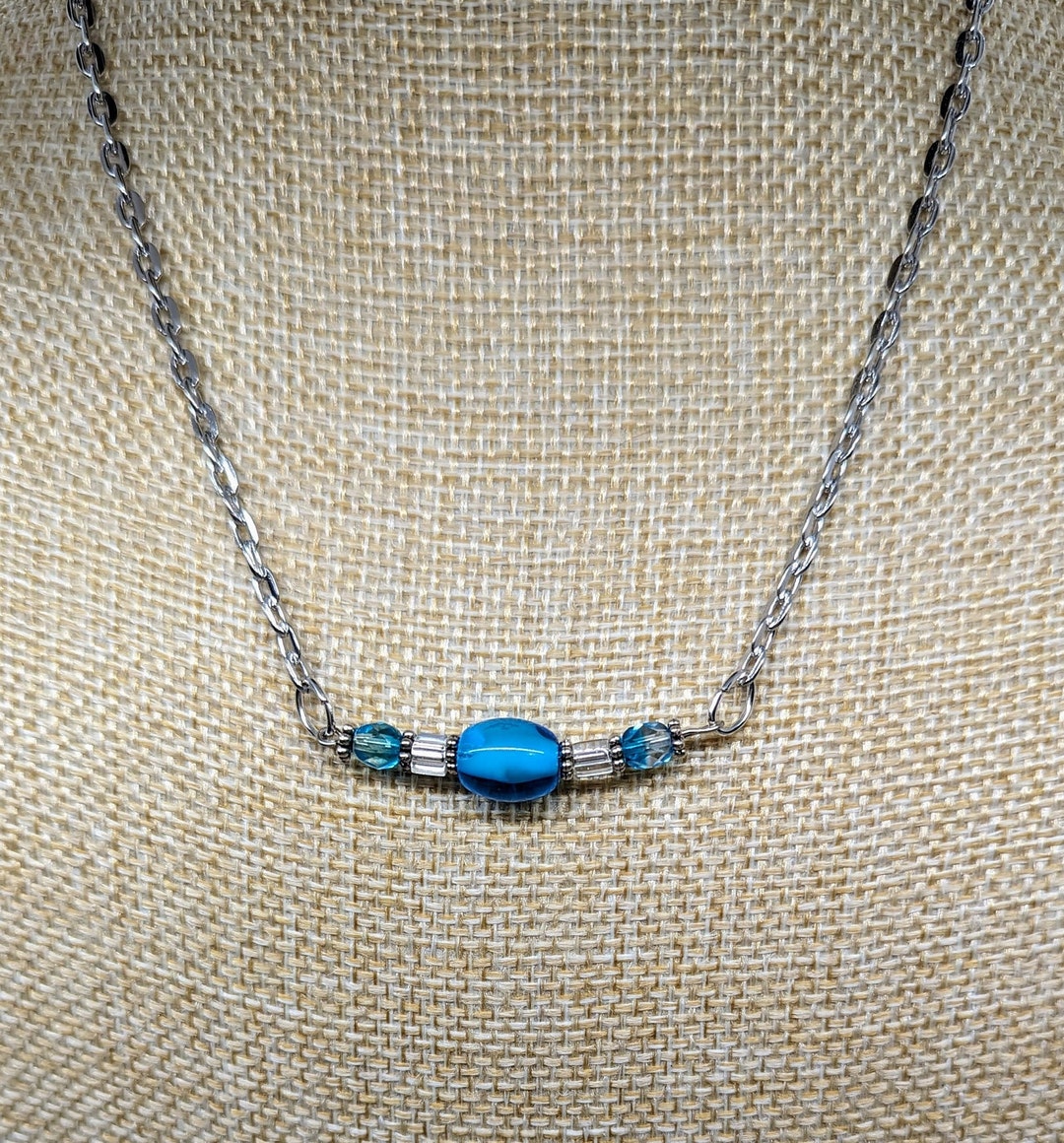 Beautiful Translucent Blue Glass Beads, Delicate Style, 16-inch ...
