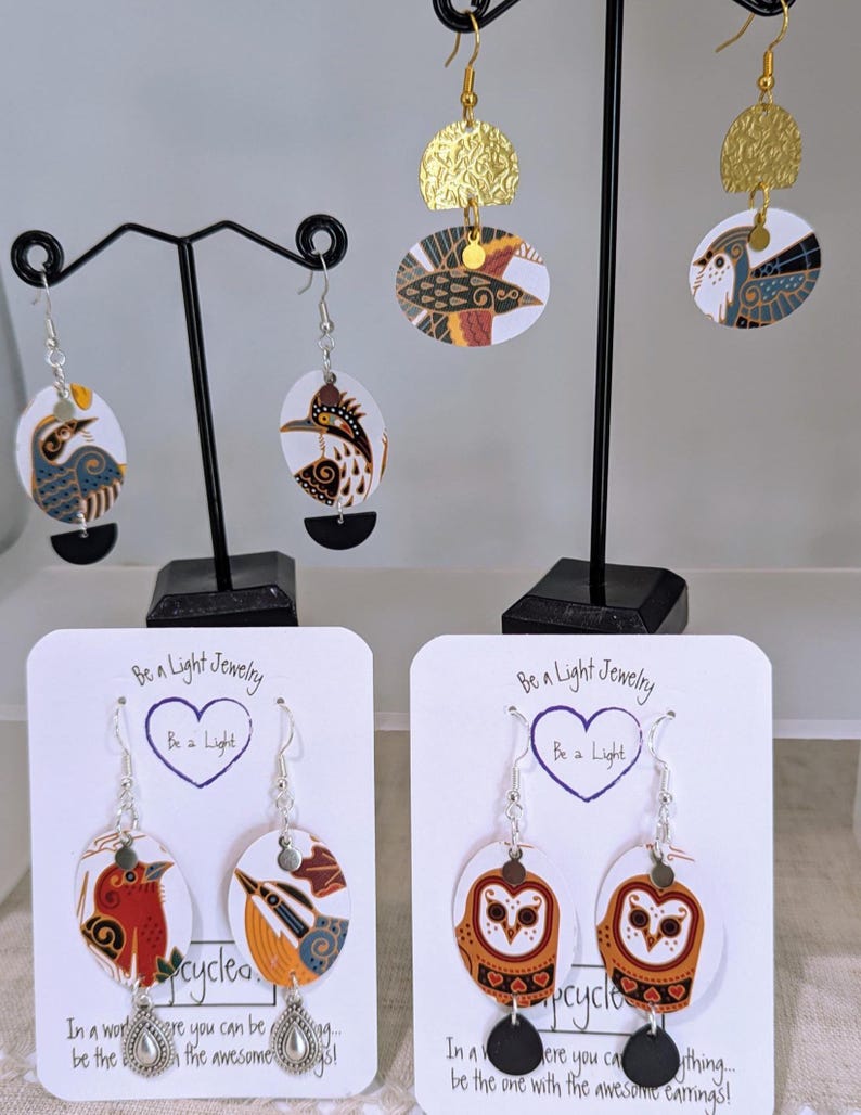 Bird Art Earrings: Lightweight Unique Jewelry, Owls, Road-runner ...