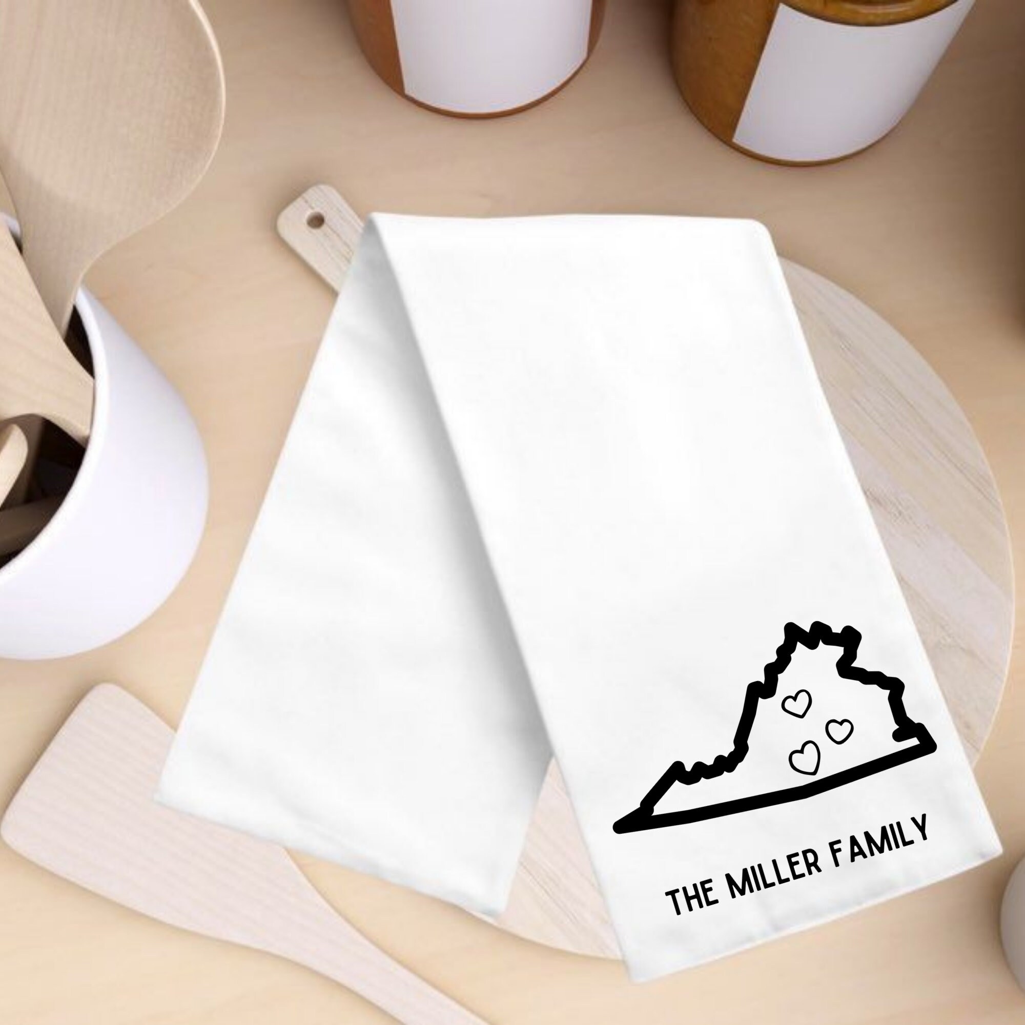 Personalized Virginia VA State Kitchen Tea Towel Set - Etsy