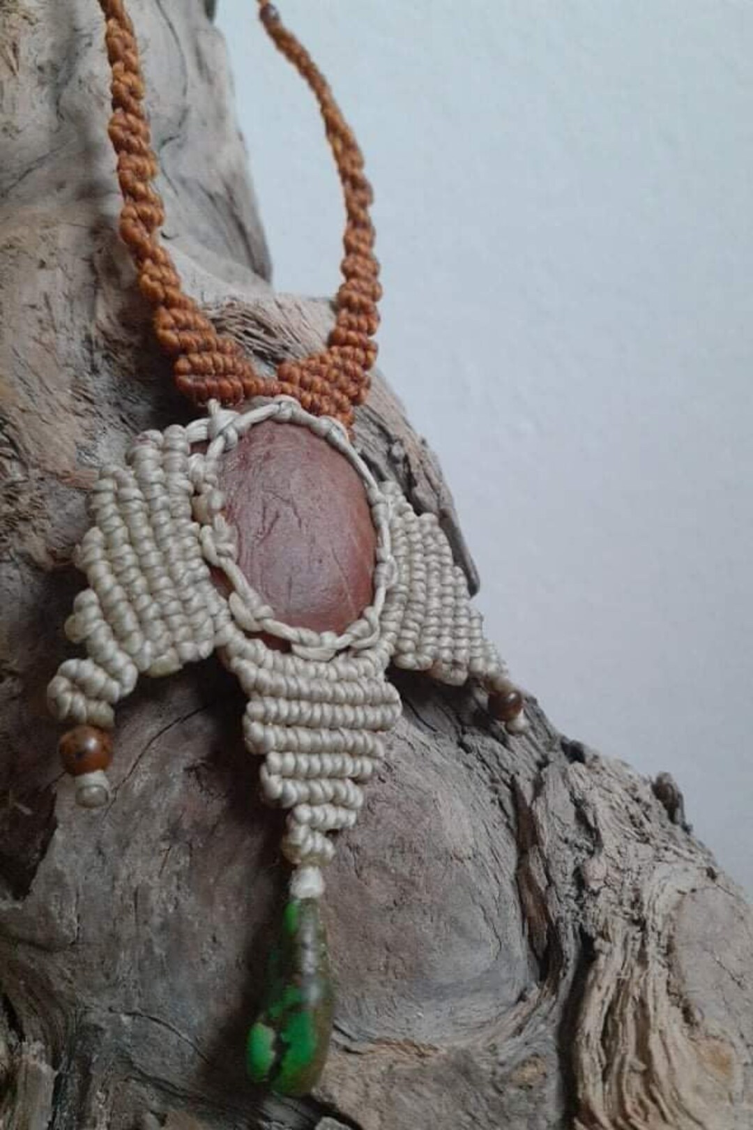 Macrame Stone Wrap Necklace - Etsy