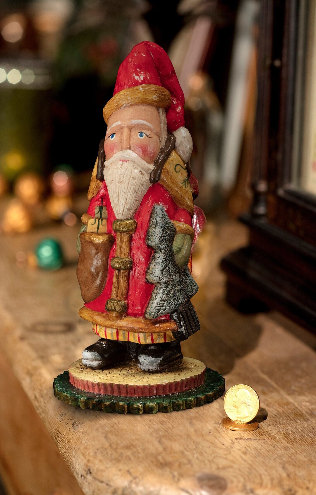 American Folk Art Christmas Santa Collectibles Hand Carved and - Etsy