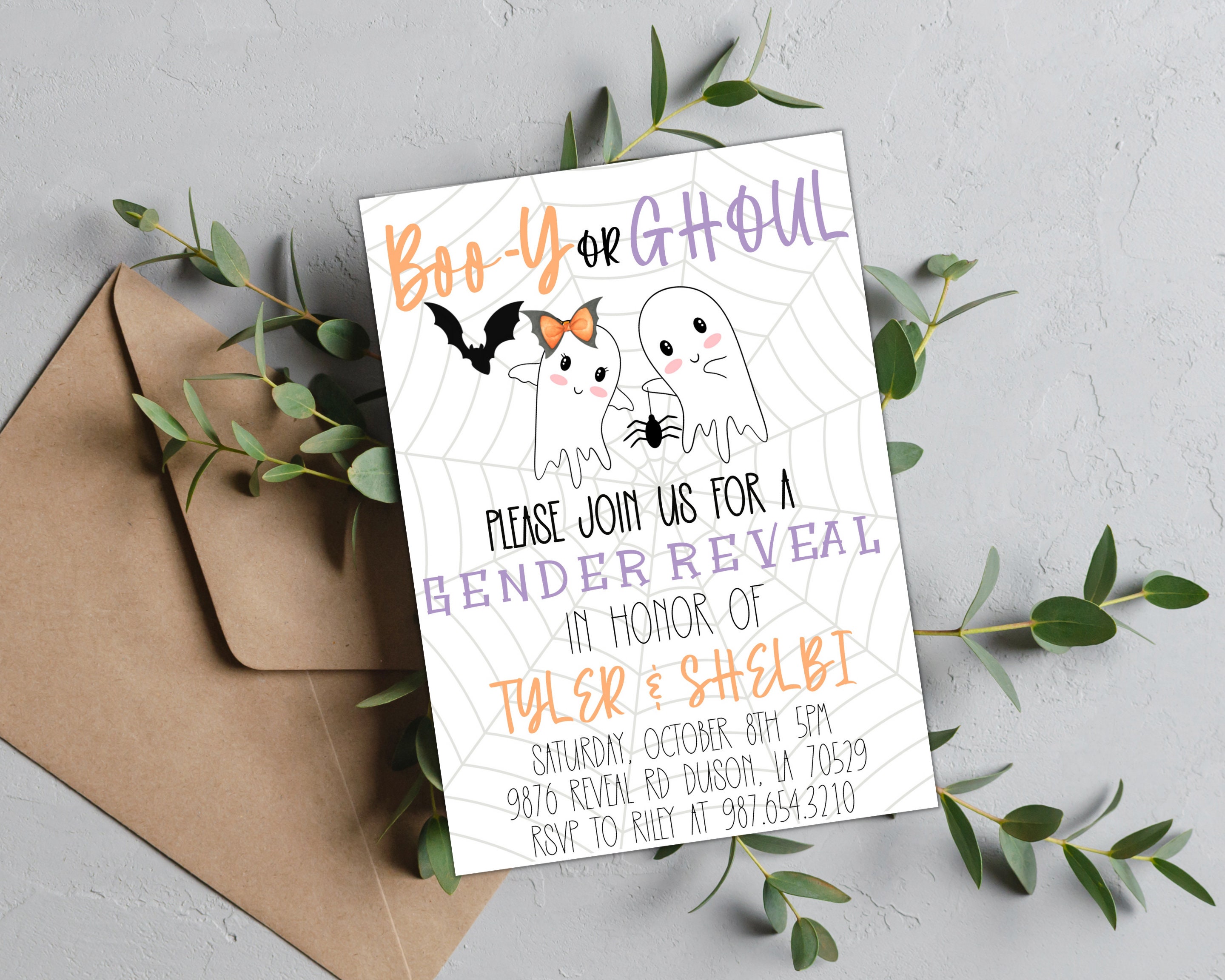 Editable Halloween Gender Reveal Invitation Instant Download - Etsy