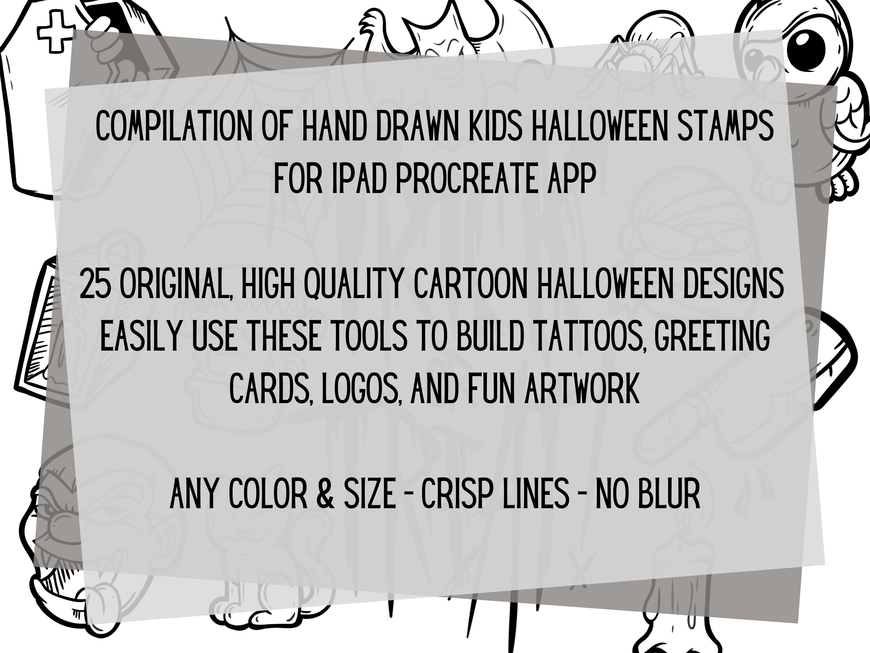 Cartoon Halloween Procreate Stamp Pack Bundle - Brushes for iPad | Kids ...