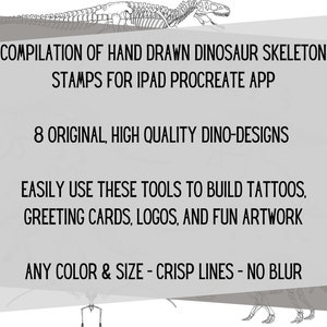 Procreate Dinosaur Skeleton Stamp Pack- Brushes for iPad | Tattoos ...