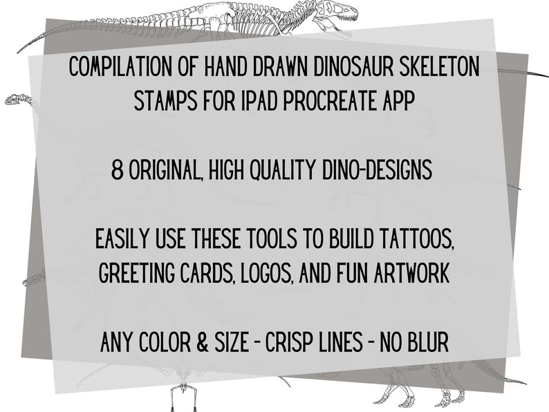 Procreate Dinosaur Skeleton Stamp Pack- Brushes for iPad | Tattoos ...